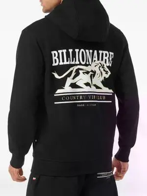 BILLIONAIRE Lion-print Zip-up Hoodie - Black