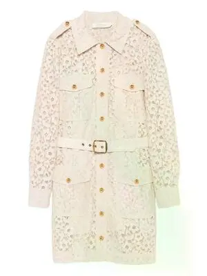 Zimmermann Floral-lace Belted Mini Dress - Neutrals