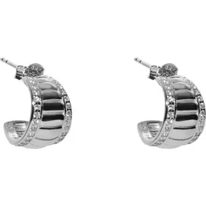Argento Vivo Wide Ribbed J-hoop Earrings - Silver