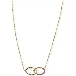 Argento Vivo Interlock Oval Pendant Necklace - Gold