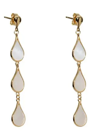 Argento Vivo Triple Mother-of-pearl Teardrop Dangle Earrings - Gold