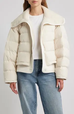 Rag & Bone Faux Leather And Faux Shearling Down-and-feather Fill Jacket - Off White