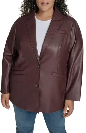 LEVI'S Faux Leather Blazer - Oxblood
