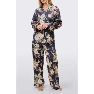 PAPINELLE Betsy Cotton Sateen Pajamas - Navy