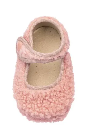 ELEPHANTITO Faux Shearling Mary Jane Flats - Pink