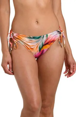 La Blanca Feathered Impression Adjustable Loop Hipster Bikini Bottoms - Pink Multi