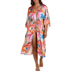 La Blanca Feathered Print Cover-up - Pink Multi
