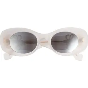 Loewe Anagram 49mm Small Rectangular Sunglasses - Ivory /smoke Mirror
