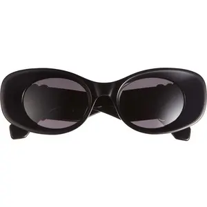 Loewe Anagram 49mm Small Rectangular Sunglasses - Shiny Black /smoke