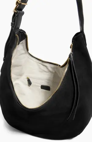 AIMEE Large Unity Suede Hobo Bag - Black Suede