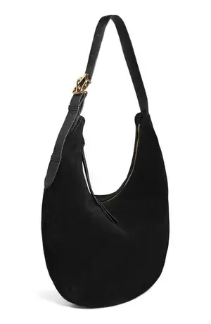 AIMEE Large Unity Suede Hobo Bag - Black Suede