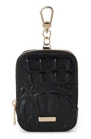 Brahmin Katelynn Croc Embossed Leather Coin Pouch Black