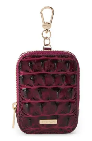 Brahmin Katelynn Croc Embossed Leather Coin Pouch Cherry Lacquer