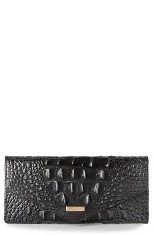 Brahmin Veronica Croc Embossed Leather Wallet - Charcoal Melbourne