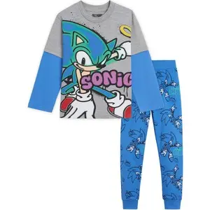 SEGA Sonic The Hedgehog T-shirt And Fleece Pants Set - Gray /blue