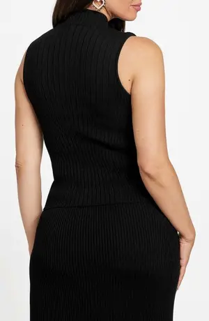 MARCIANO Agathe Mock Neck Sleeveless Sweater - Black-black