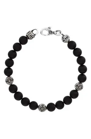 John Varvatos Onyx Beaded Bracelet - Silver/black