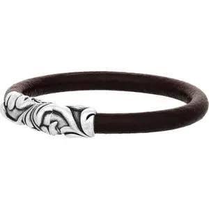 John Varvatos Gothic Leather Bracelet - Silver