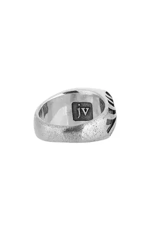 John Varvatos Deco Onyx Signet Ring - Silver