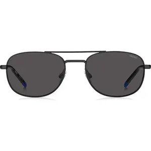 BOSS 56mm Aviator Sunglasses - Matte Black/grey