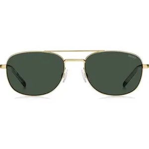 BOSS 56mm Aviator Sunglasses - Matte Gold/green