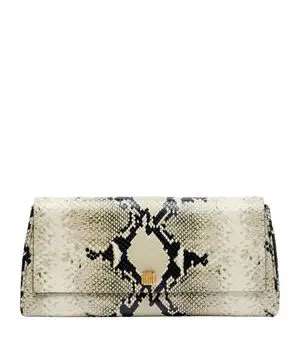 Khaite Audrey Snake-Effect Leather Clutch White