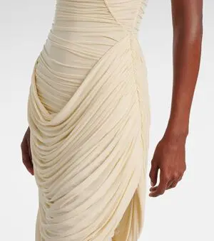 Magda Butrym Floral-appliqué Draped Ruched Gown - Beige
