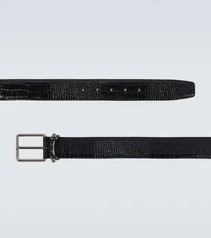 CHRISTIAN LOUBOUTIN Croc-effect Leather Belt