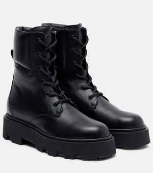 Moncler Aurea Leather Combat Boots