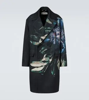Dries Van Noten Double-breasted Printed Jacquard Coat