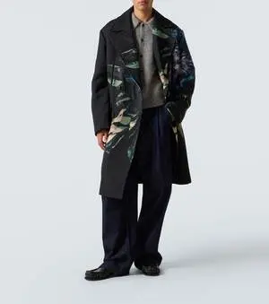 Dries Van Noten Double-breasted Printed Jacquard Coat