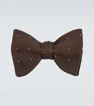 Dunhill Polka-dot Silk Bow Tie - Brown
