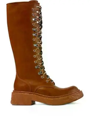 Women's Brown Leather Lace Up Boots