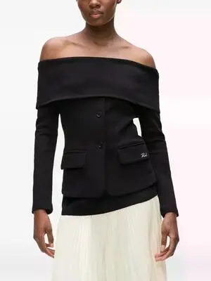 Karl Lagerfeld Off-shoulder Buttoned Top