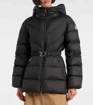 Moncler Brosse Belted Hooded Down Jacket