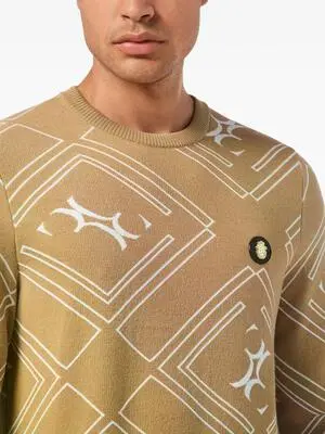 BILLIONAIRE Geometric-pattern Wool Pullover
