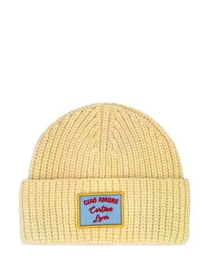 Giada Benincasa Ribbed Patch Beanie - Yellow