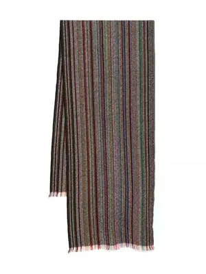 Paul Smith Striped Fringed Scarf - Black