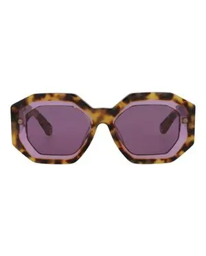 Philipp Plein Square Frame Acetate Sunglasses - Havana Havana Violet (spp098m/53/0778)