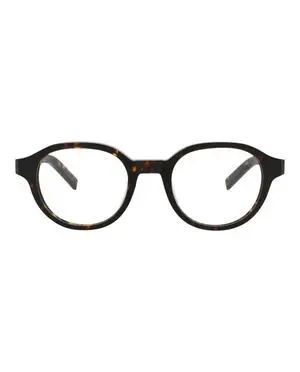 Berluti Round Frame Acetate Optical Frames - Havana Havana Transparent (bl50020u/49/052)