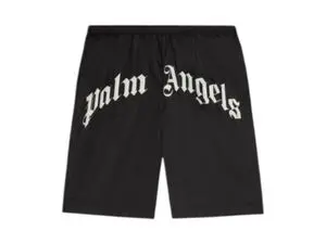 Palm Angels Curved Logo Swim Shorts - Black