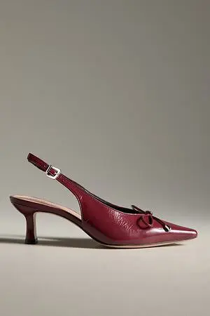 Maeve Pointed-toe Slingback Heels - Wine Patent