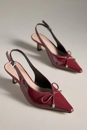 Maeve Pointed-toe Slingback Heels - Wine Patent