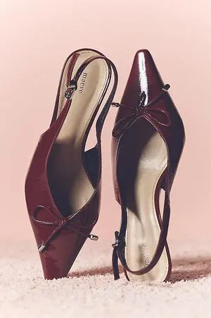 Maeve Pointed-toe Slingback Heels - Wine Patent