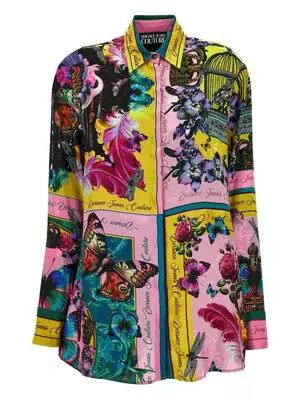Versace Butterfly-print Panelled Shirt - Pink