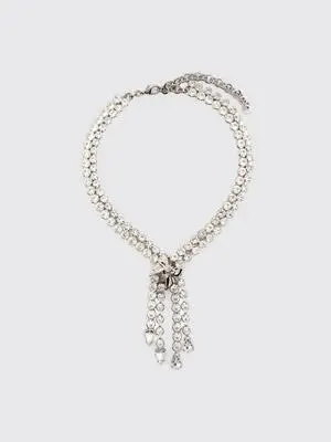 Alessandra Rich Crystal Bow Necklace - Silver