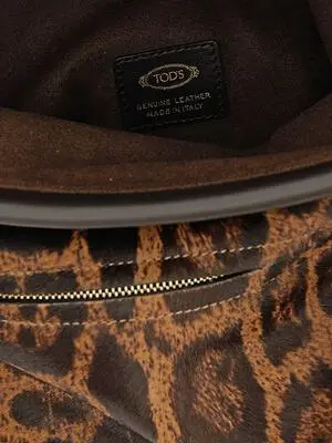 TOD'S Leopard Print Shoulder Bag - Brown