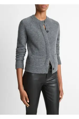 Vince Plush Cashmere Shrunken Cardigan - Gray