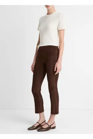 Vince Suede Split-hem Cropped Pant