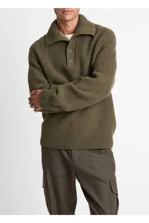 Vince Honeycomb Wool Mock-neck Pullover